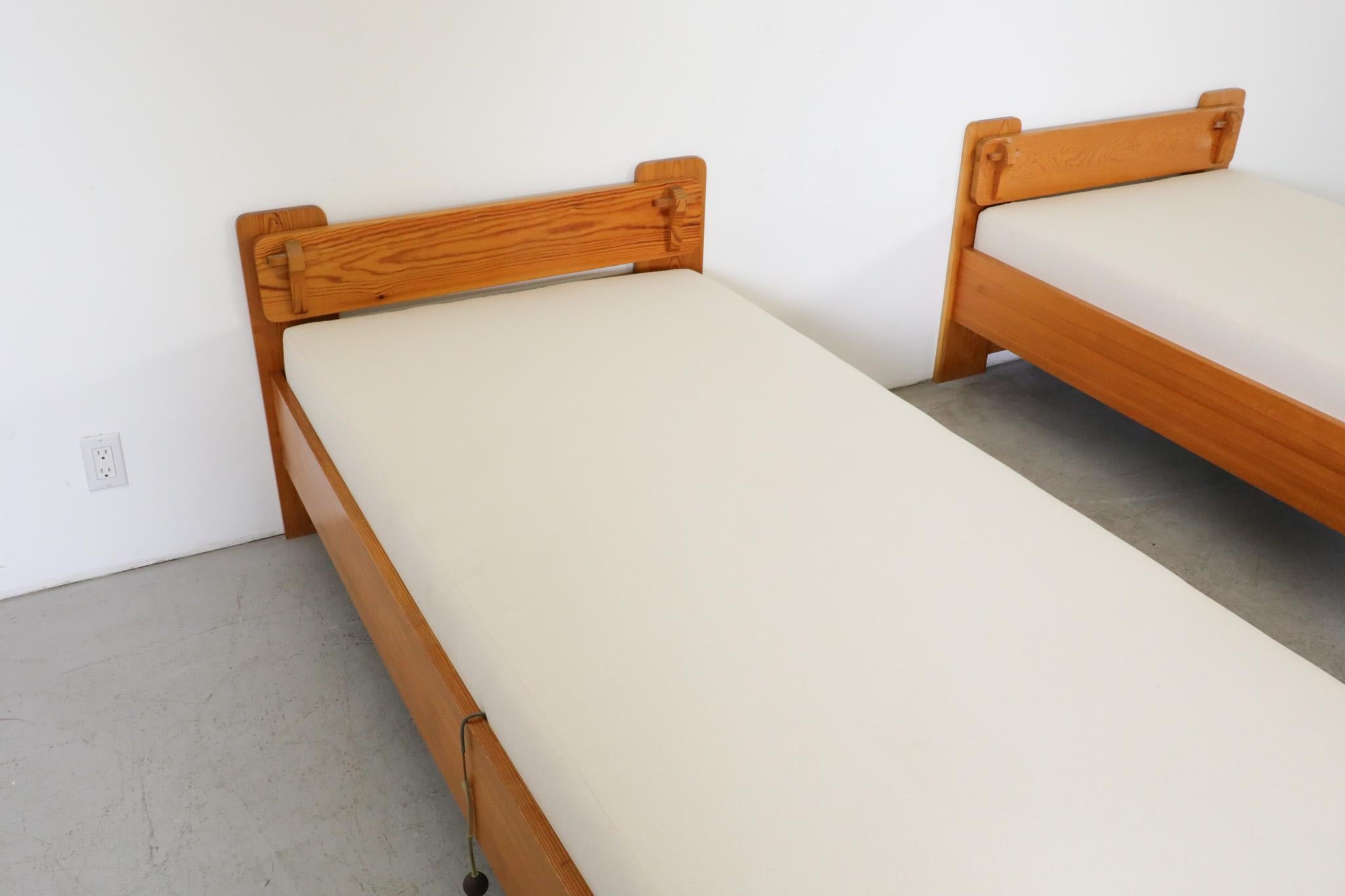 Brutalist De Puydt Attributed Carved Wood Beds For Sale at 1stDibs