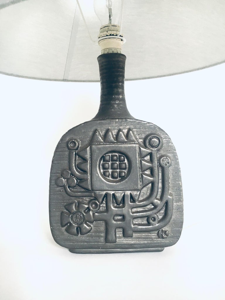 Brutalist Design Ceramic Table Lamp by Emiel Laskaris for Perignem ...