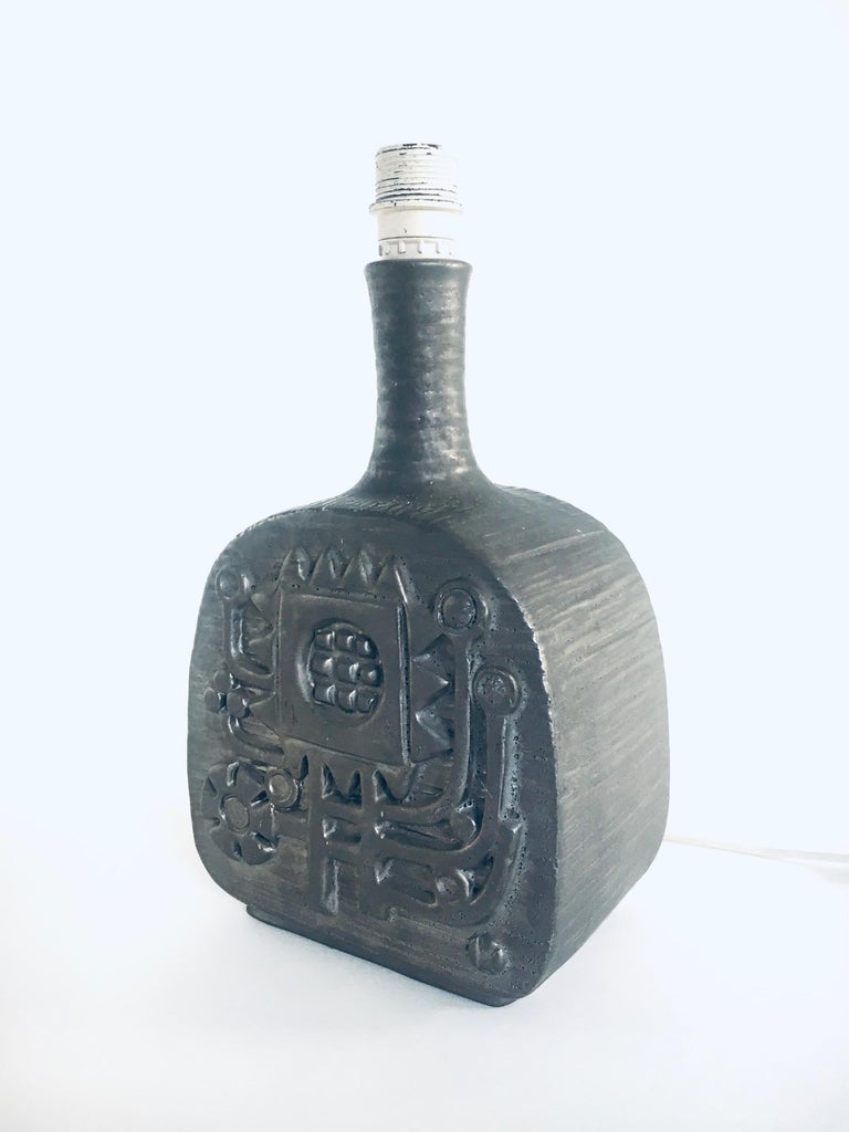 Brutalist Design Ceramic Table Lamp by Emiel Laskaris for Perignem ...