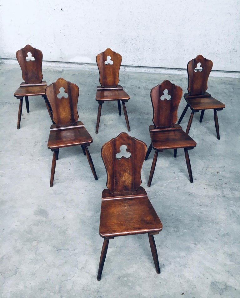 Brutalist Design Dining Chair Set by Lux-Wood, Belgium, 1960's For Sale ...