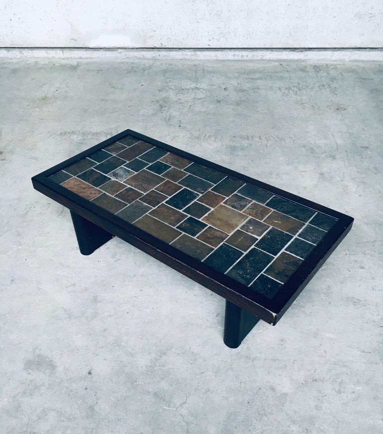 Brutalist Design in Style Slate Tile Inlay Coffee Table, Belgium 1970's ...