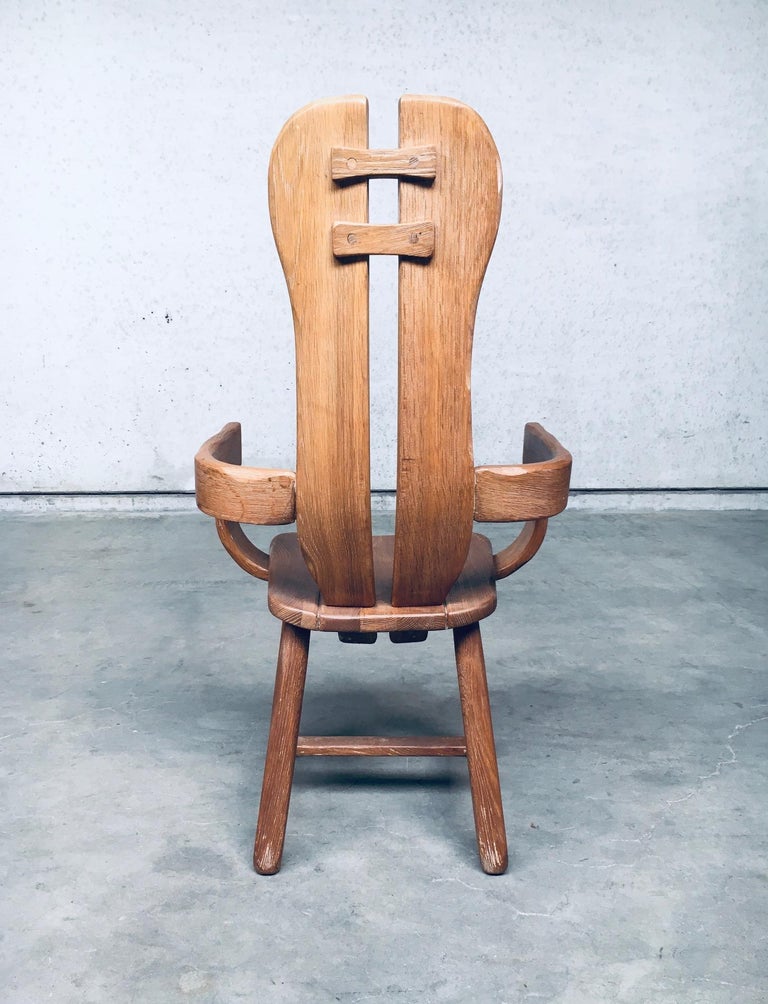 Brutalist Design Oak Dining Arm Chair by De Puydt, Belgium, 1960's For ...