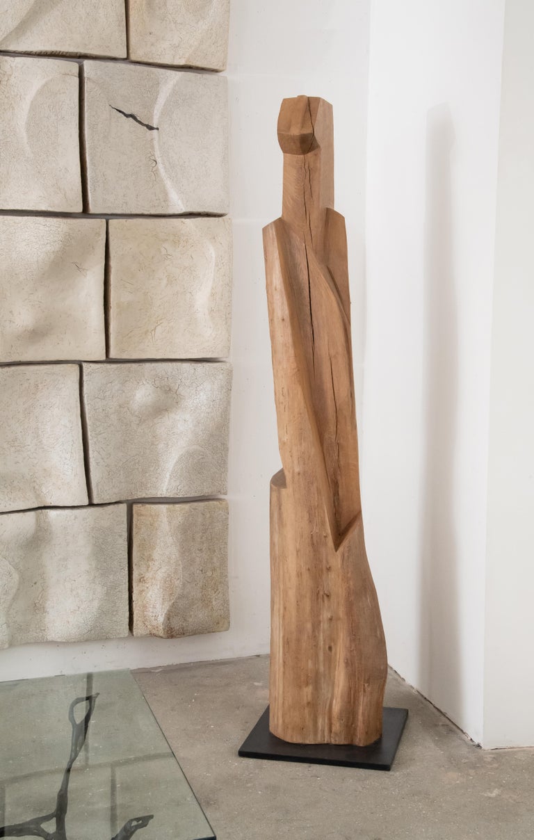 Brutalist Elm Totem Sculpture by Sebastien Touret, France For Sale at ...