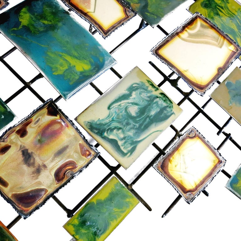 Brutalist Enameled Brass and Bronze Wall Sculpture by Mario Jason at ...