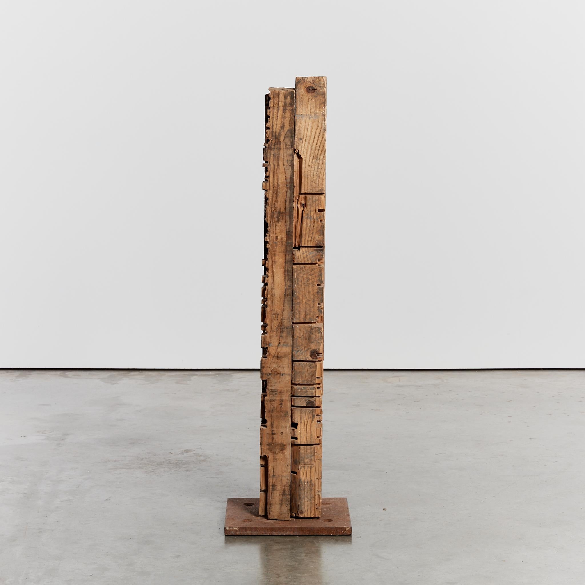 Brutalist French wood totem sculpture 1970's For Sale at 1stDibs