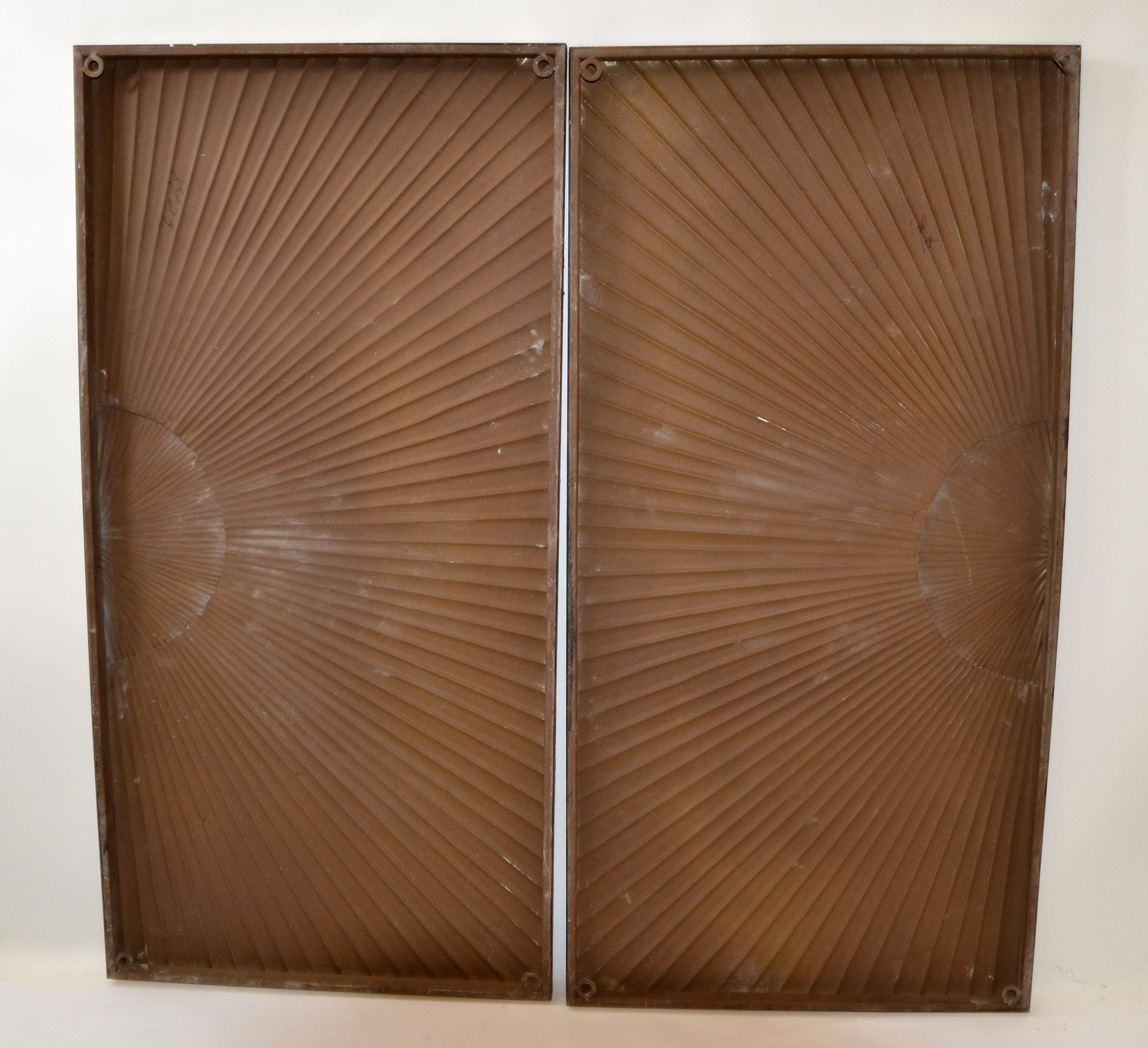 Brutalist Gilt Starburst Two Panels Metal Wall Art Sunburst Paul Tuttle ...