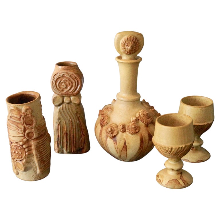 Brutalist Hand Formed Ceramics by Bernard Rooke, England, 1970s, Set of ...