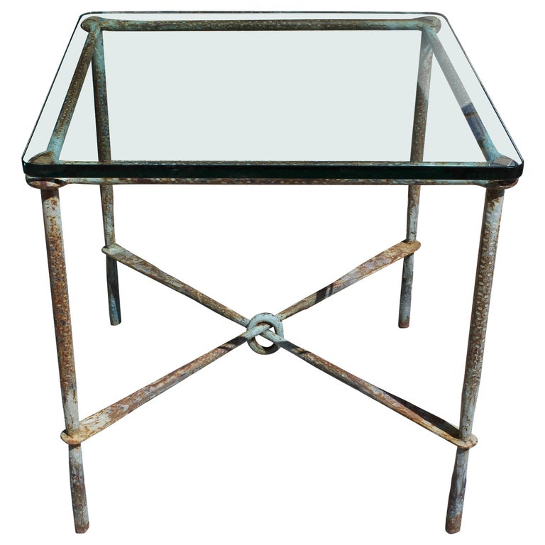 Brutalist Hand Hammered Steel Side Table For Sale at 1stDibs