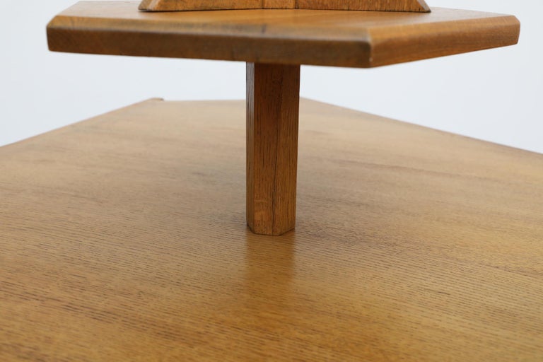 Brutalist Heavy Triangular Oak Dining Table For Sale at 1stDibs