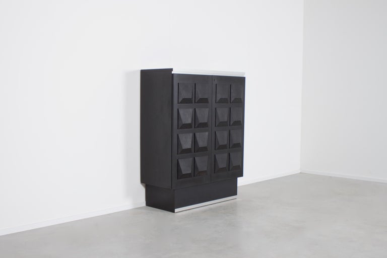 Brutalist Highboard in Black Oak, Belgium, 1970s at 1stDibs