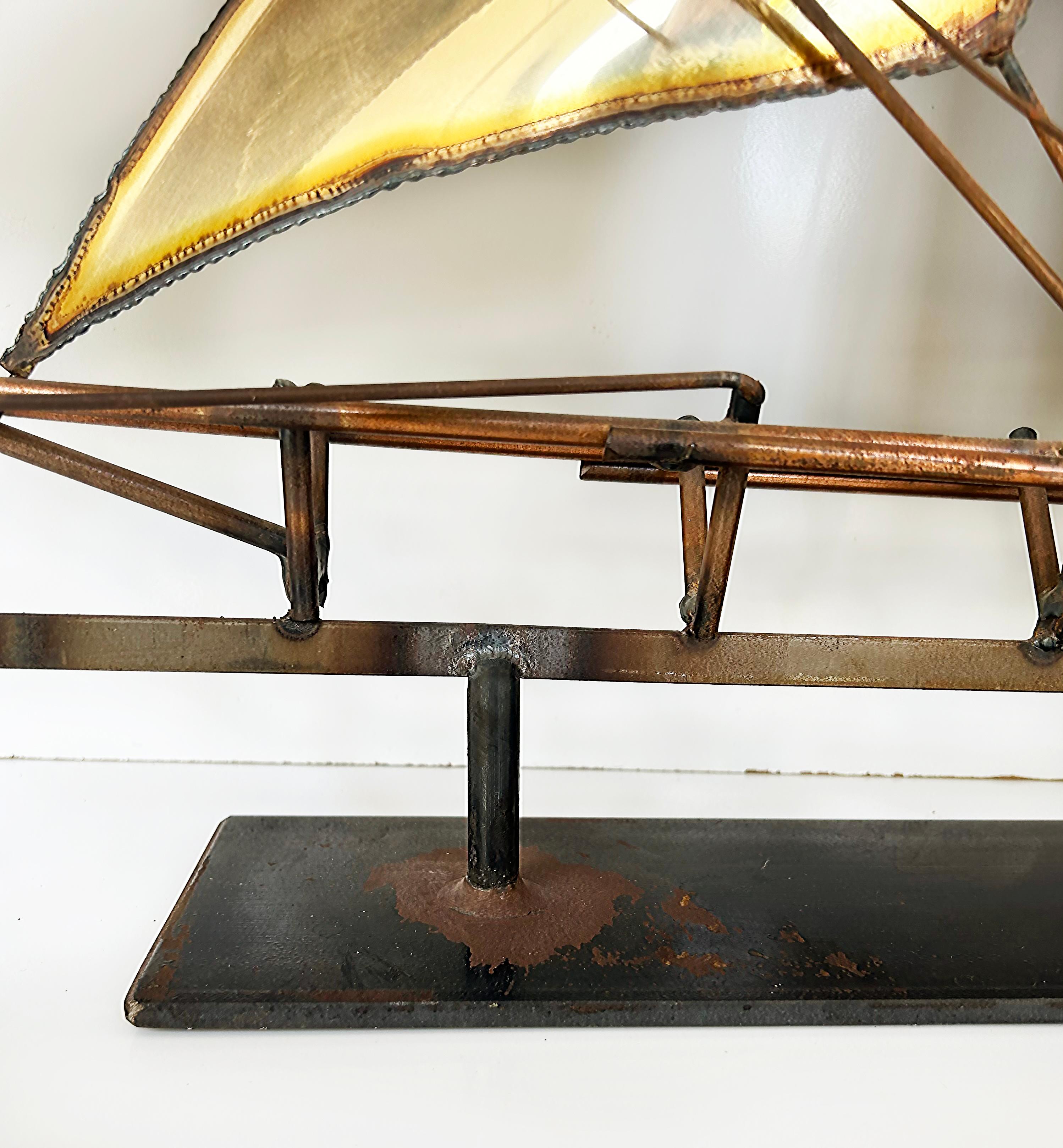 Brutalist John DeMott Large Sailboat Brass Sculpture Wall Sculpture For ...