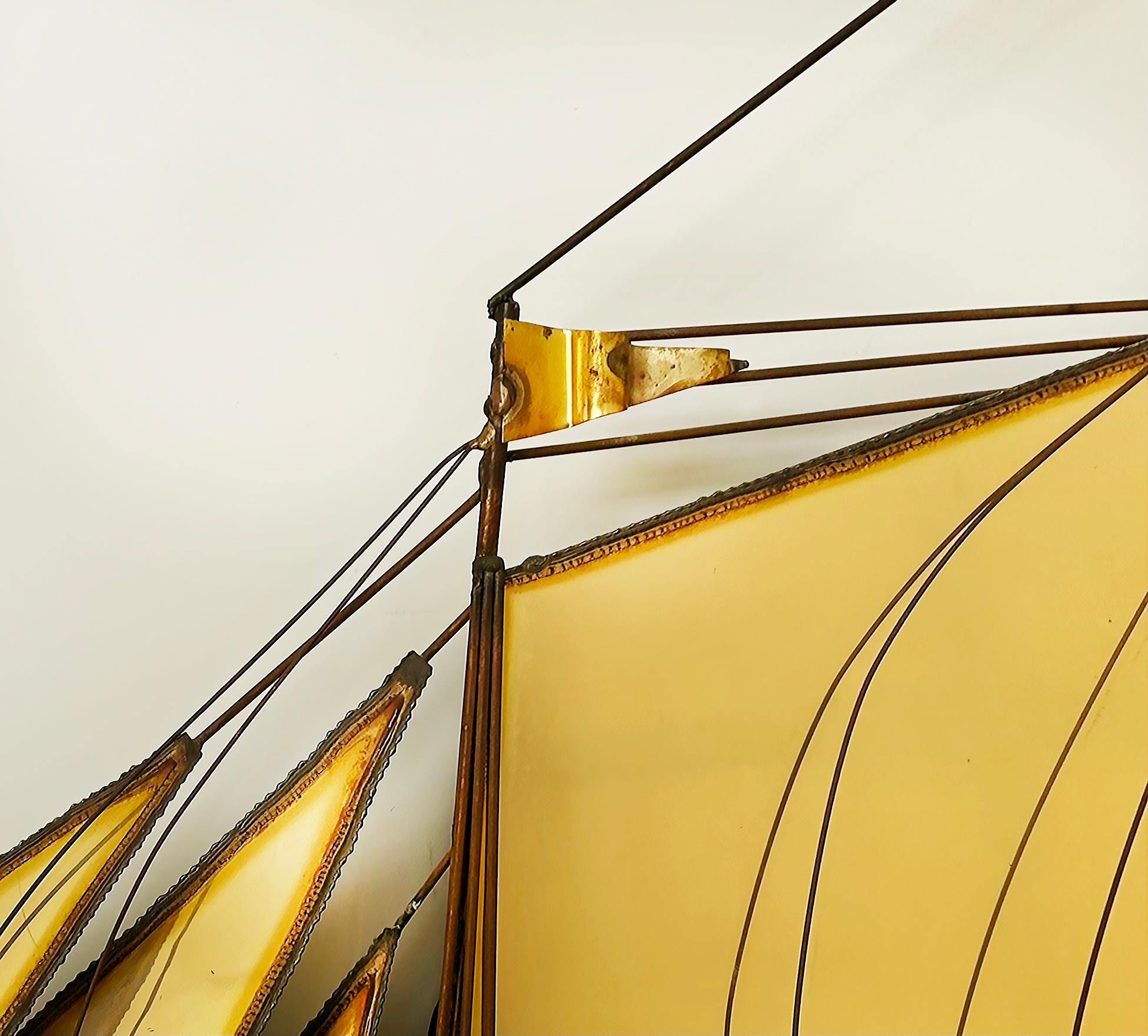 Brutalist John DeMott Large Sailboat Brass Sculpture Wall Sculpture For ...