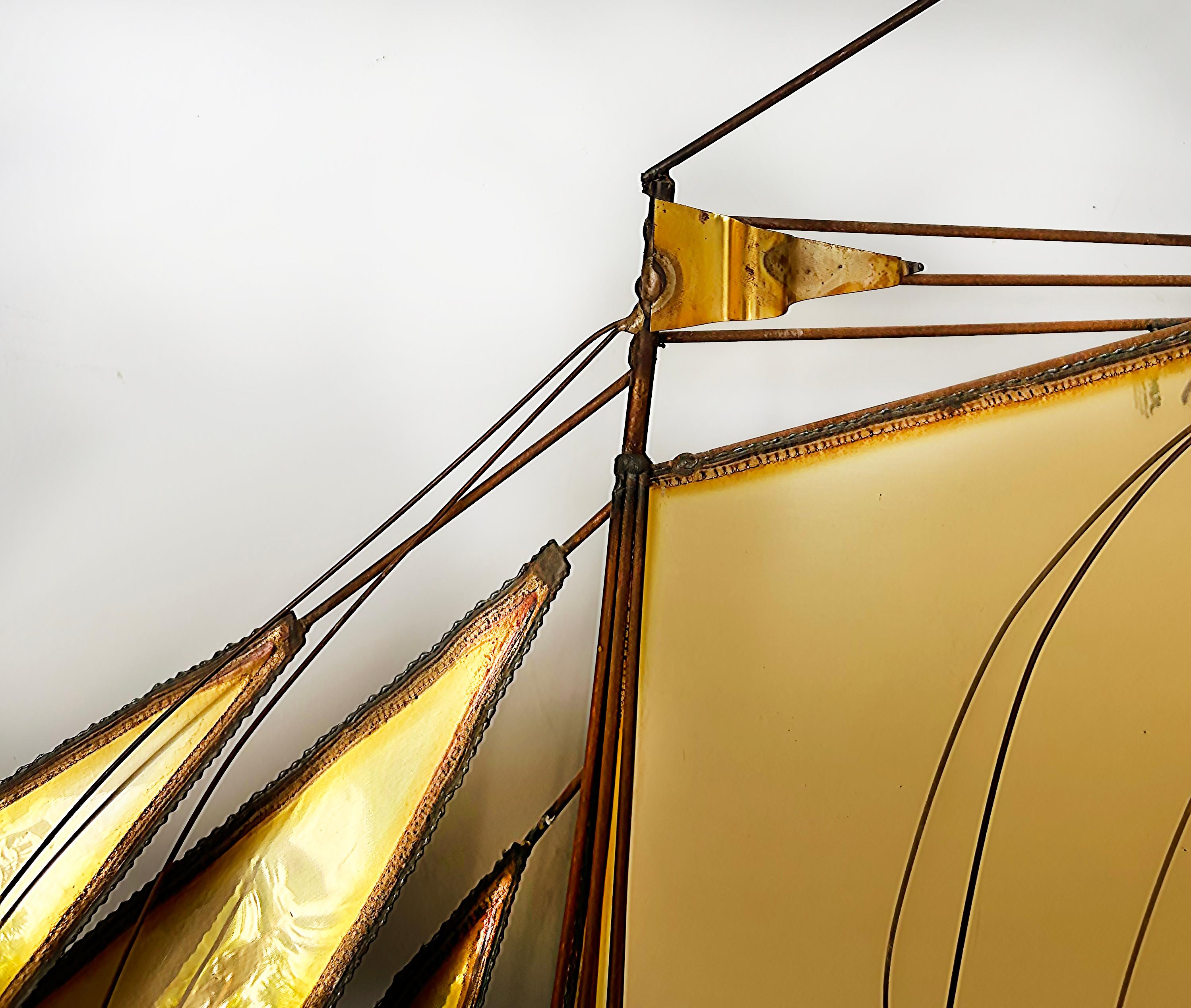 Brutalist John DeMott Large Sailboat Brass Sculpture Wall Sculpture For ...
