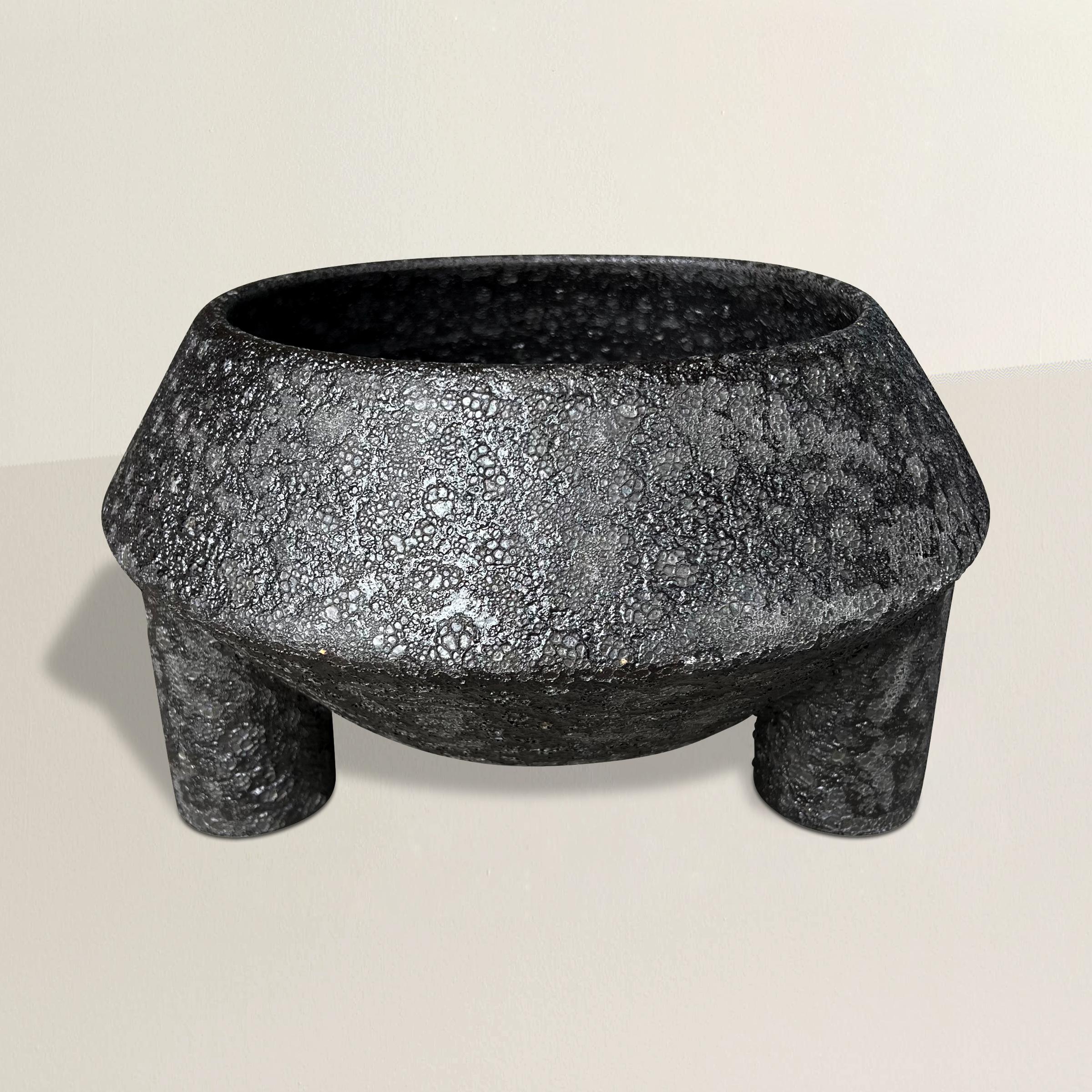 Brutalist Lava Glazed Planter For Sale at 1stDibs
