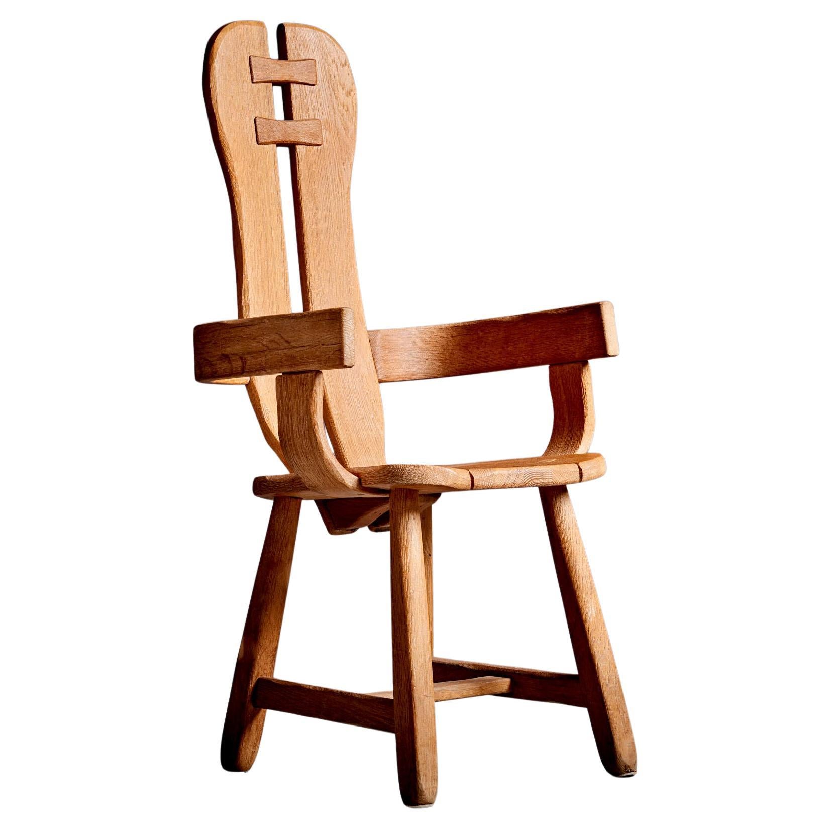 Brutalist Oak Chair from De Puydt For Sale at 1stDibs