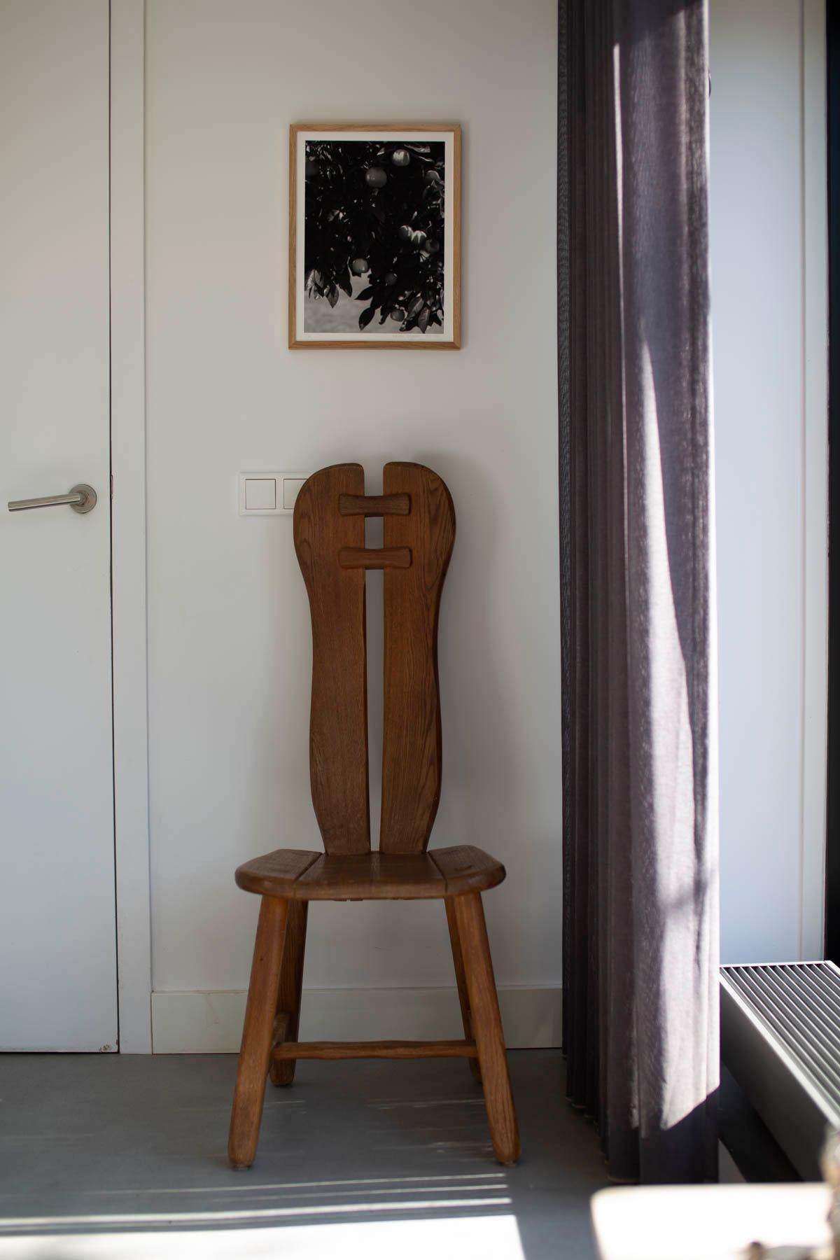 Brutalist Solid Oak Art Dining Chairs by "Kunstmeubelen De Puydt ...