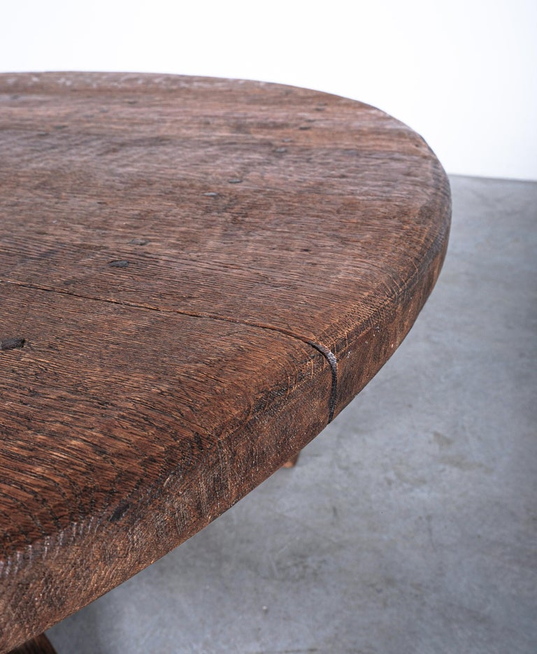 Brutalist Oak Coffee Table Carved Wood Artisan with Iron Details ...