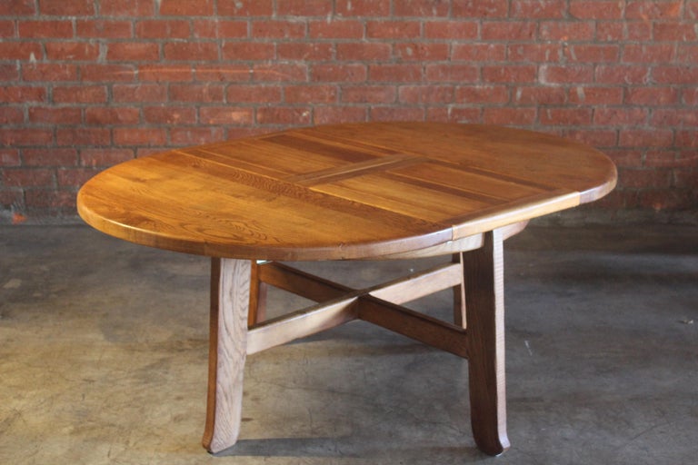 Brutalist Oak Dining Table and Chairs by De Puydt, Belgium, 1970s For ...