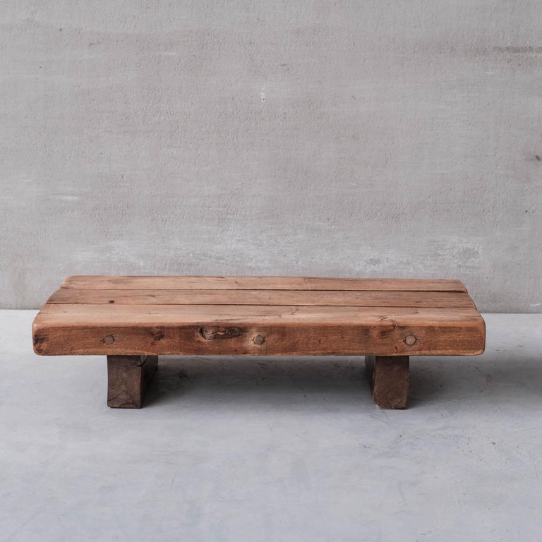 Brutalist Oak Mid-Century Belgium Sleeper Coffee Table For Sale at 1stDibs