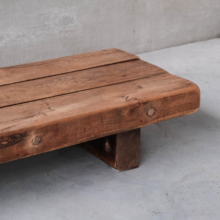 Brutalist Oak Mid-Century Belgium Sleeper Coffee Table For Sale at 1stDibs