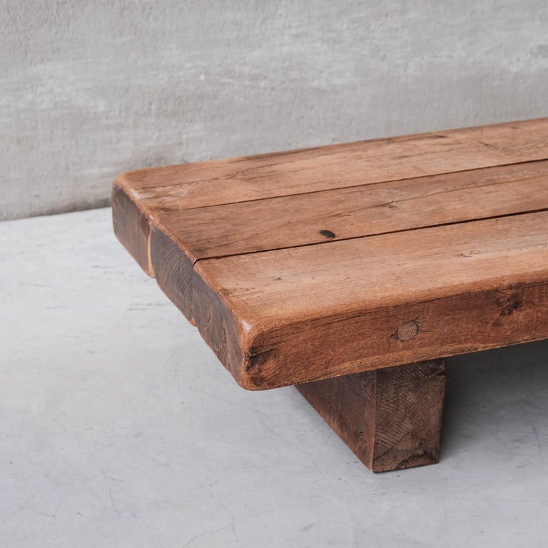 Brutalist Oak Mid-Century Belgium Sleeper Coffee Table For Sale at 1stDibs