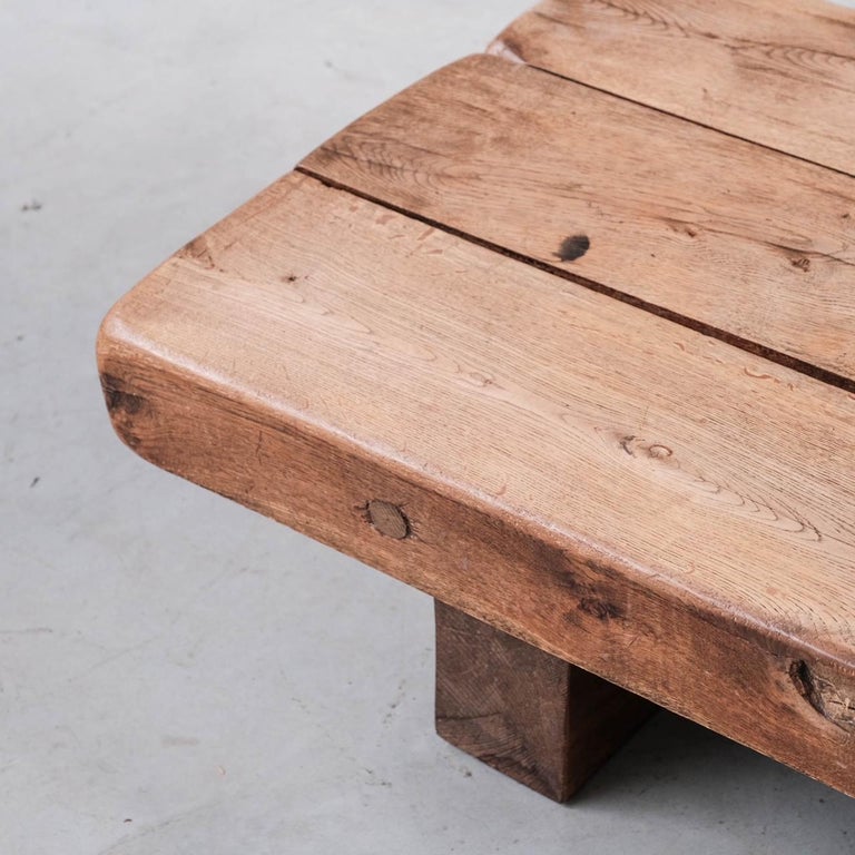 Brutalist Oak Mid-Century Belgium Sleeper Coffee Table For Sale at 1stDibs