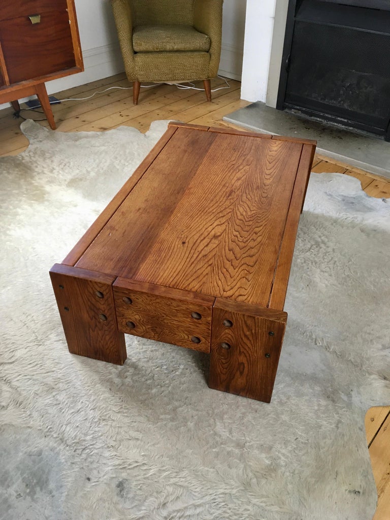 Brutalist Oregon Pine Coffee Table 1970s Swedish After Roland ...