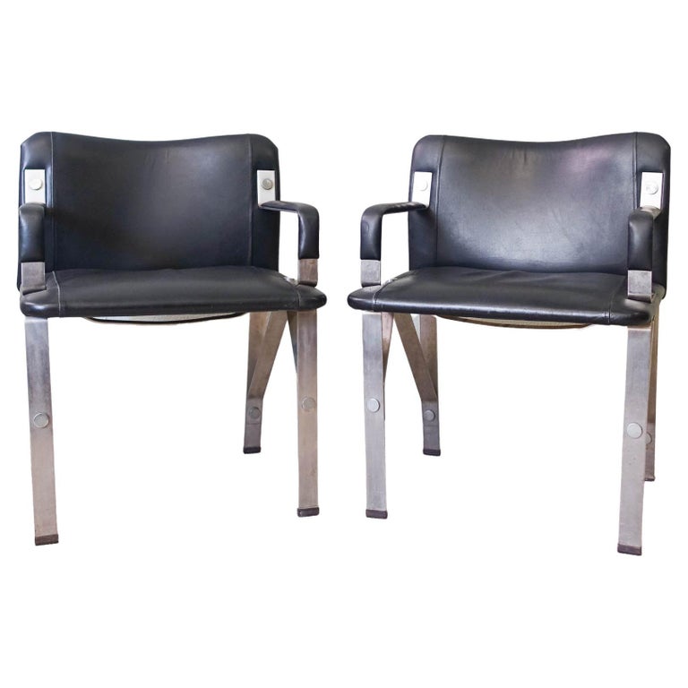 Brutalist Pair of Armchairs by Gilberto Lopes, 1970's For Sale at 1stDibs