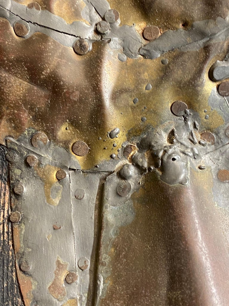 Brutalist Period Mixed Metals and Wood Couple Sculpture JN For Sale at 1stDibs