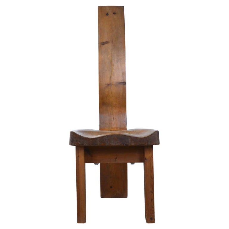 Brutalist Pine Wood Chair For Sale at 1stDibs