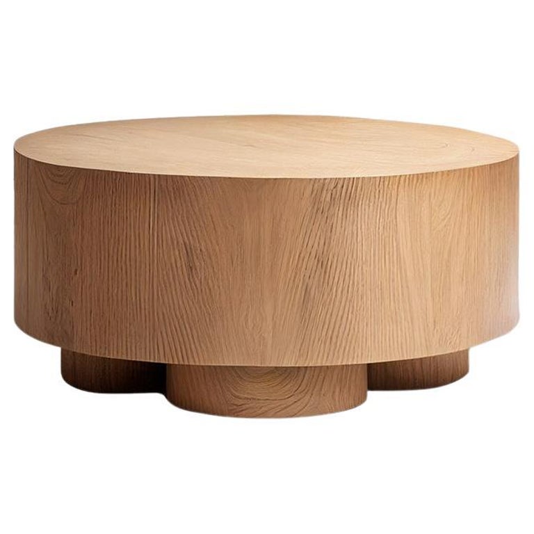 Brutalist Round Coffee Table in Red Oak Wood Veneer, Podio by NONO For ...