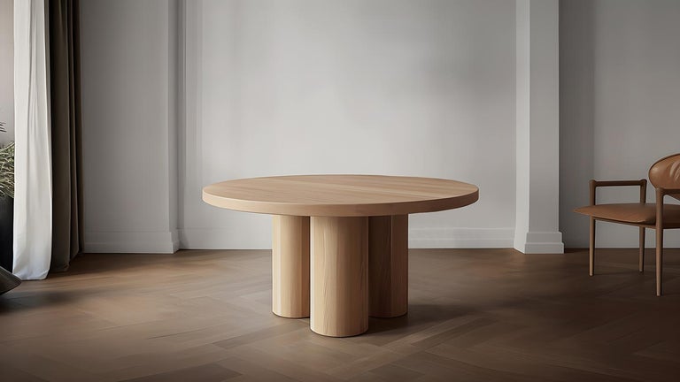 Brutalist Round Dining Table in Wood Veneer, Podio by NONO For Sale at ...