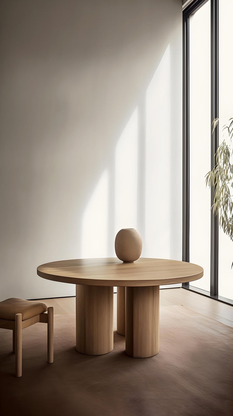 Brutalist Round Dining Table in Wood Veneer, Podio by Nono For Sale at ...