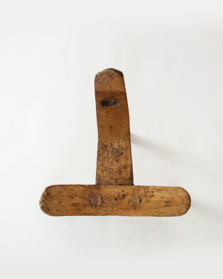 Brutalist Sculptural Rustic European Elm Stool For Sale at 1stDibs