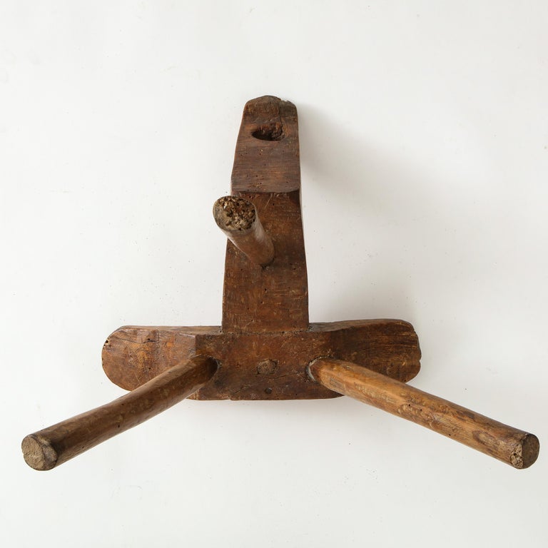 Brutalist Sculptural Rustic European Elm Stool For Sale at 1stDibs