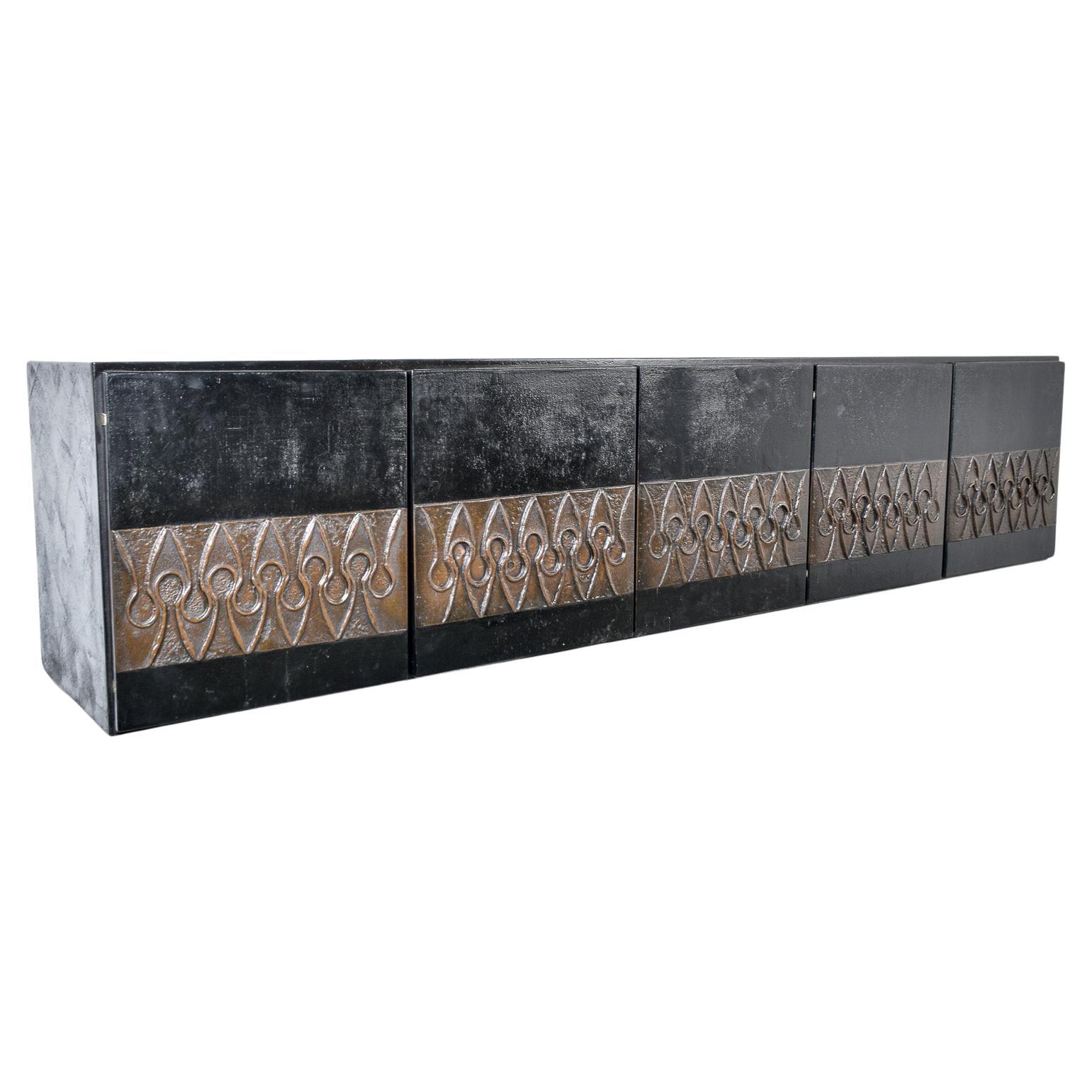 Brutalist sculptural wall mounted floating sideboard For Sale at 1stDibs