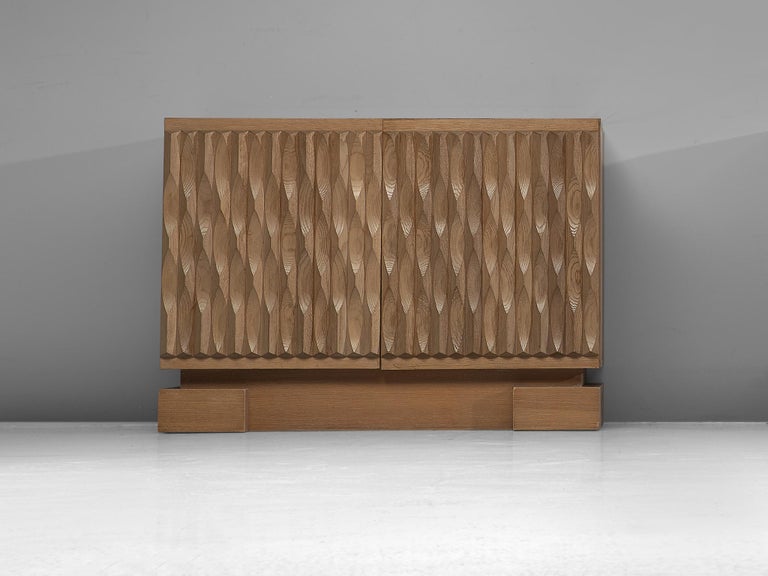 Brutalist Sideboard in Solid Oak For Sale at 1stDibs