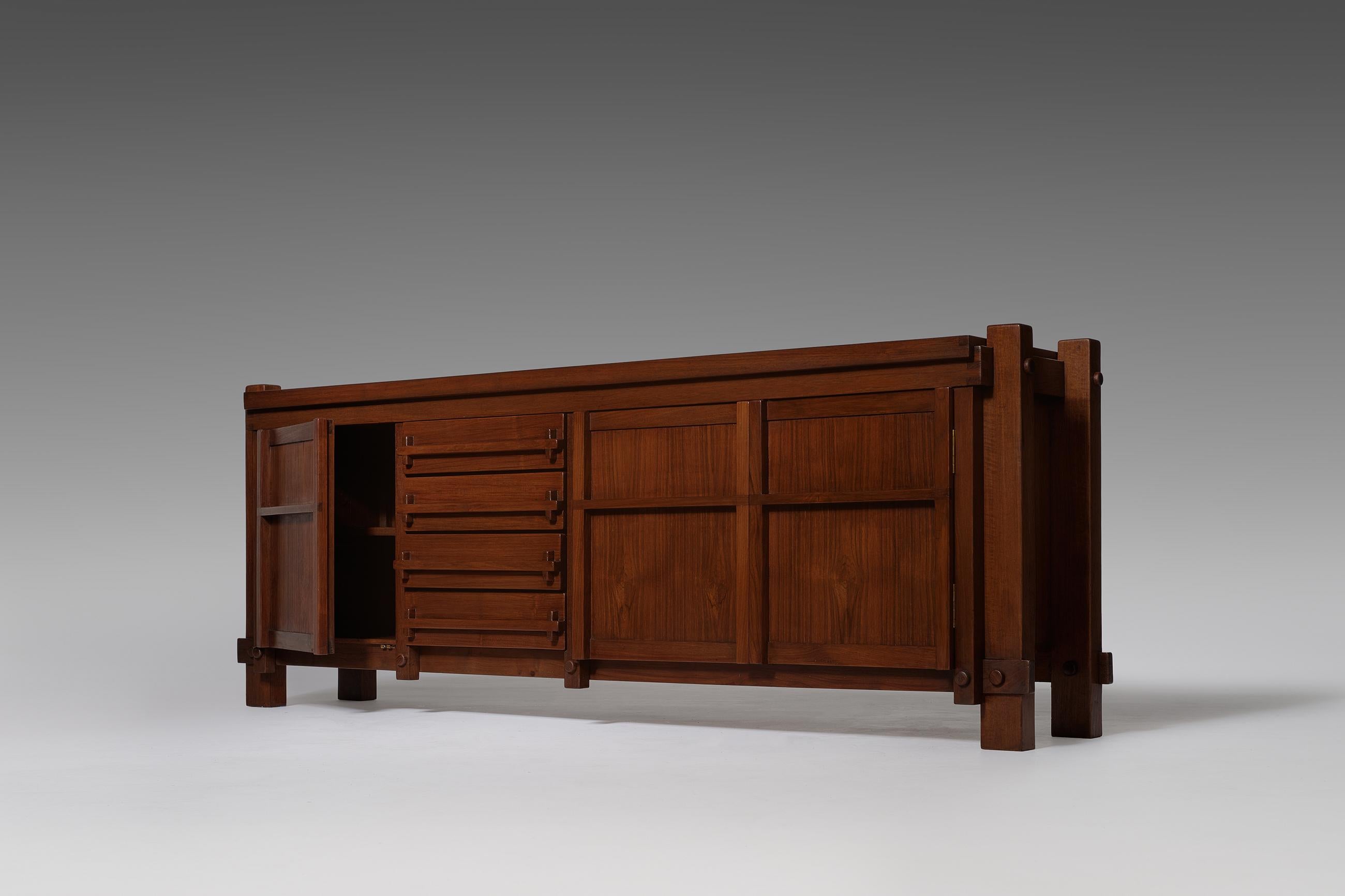 Brutalist Sideboard in Solid Teak at 1stDibs | solid teak sideboard