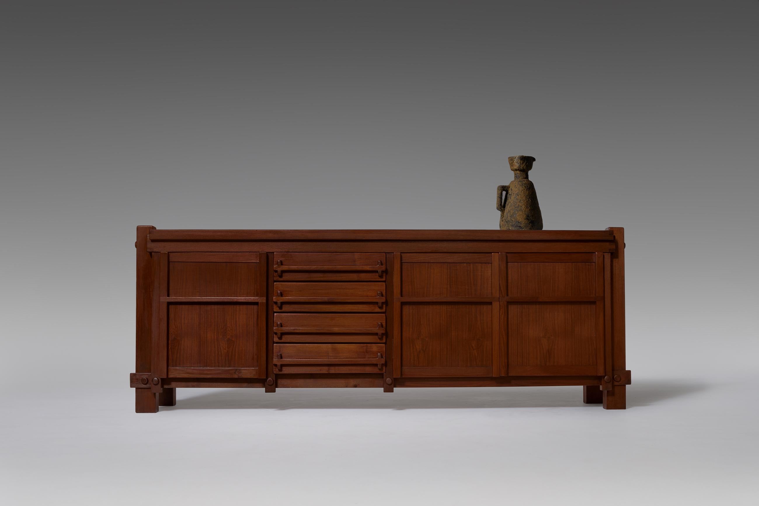 Brutalist Sideboard in Solid Teak at 1stDibs | solid teak sideboard