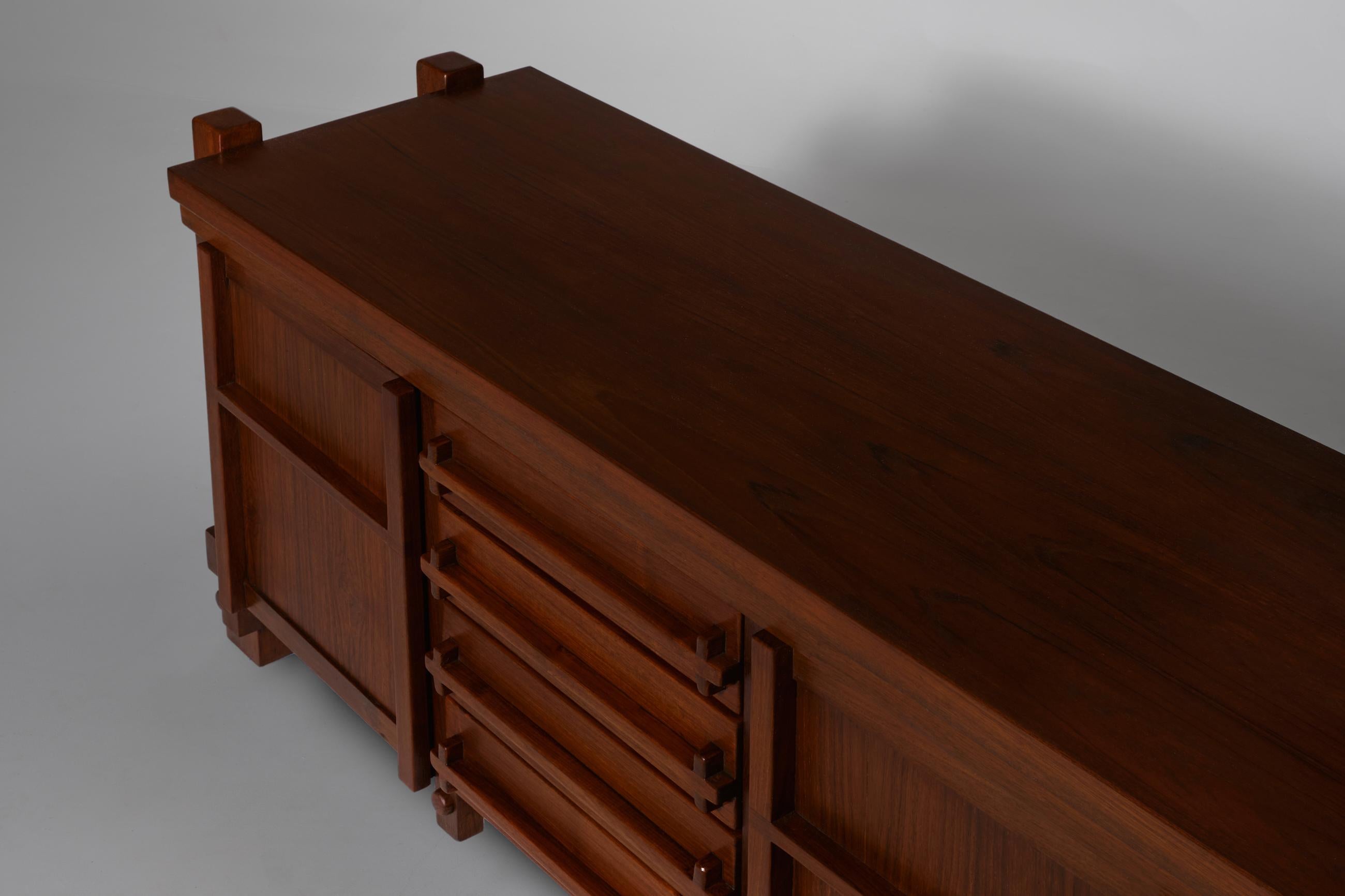 Brutalist Sideboard in Solid Teak at 1stDibs | solid teak sideboard
