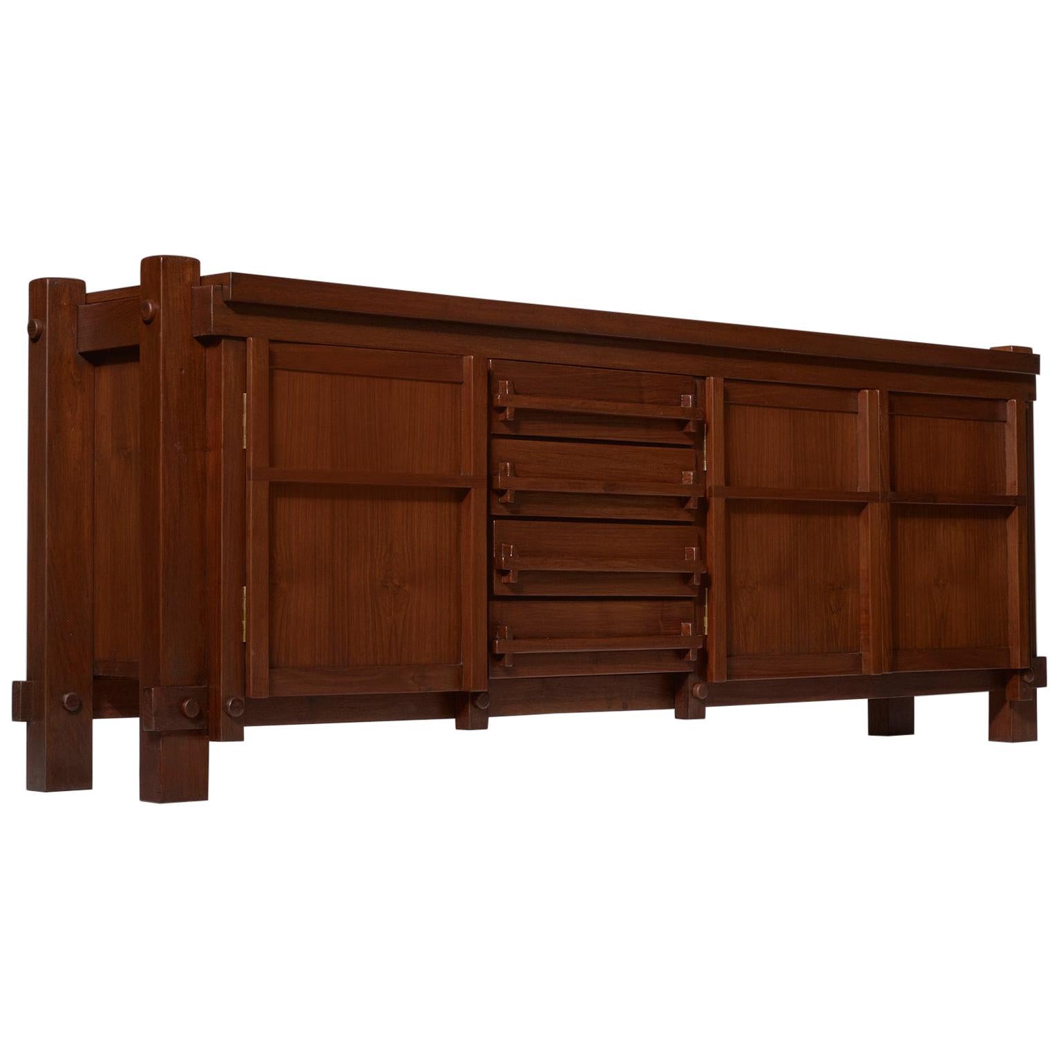 Brutalist Sideboard in Solid Teak at 1stDibs | solid teak sideboard