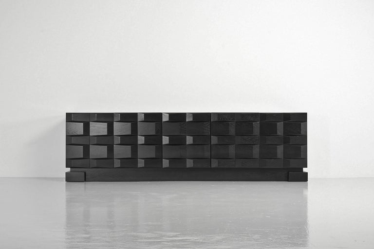 Brutalist Sideboard with Graphic Shaped Doors, Belgium, 1970 For Sale ...