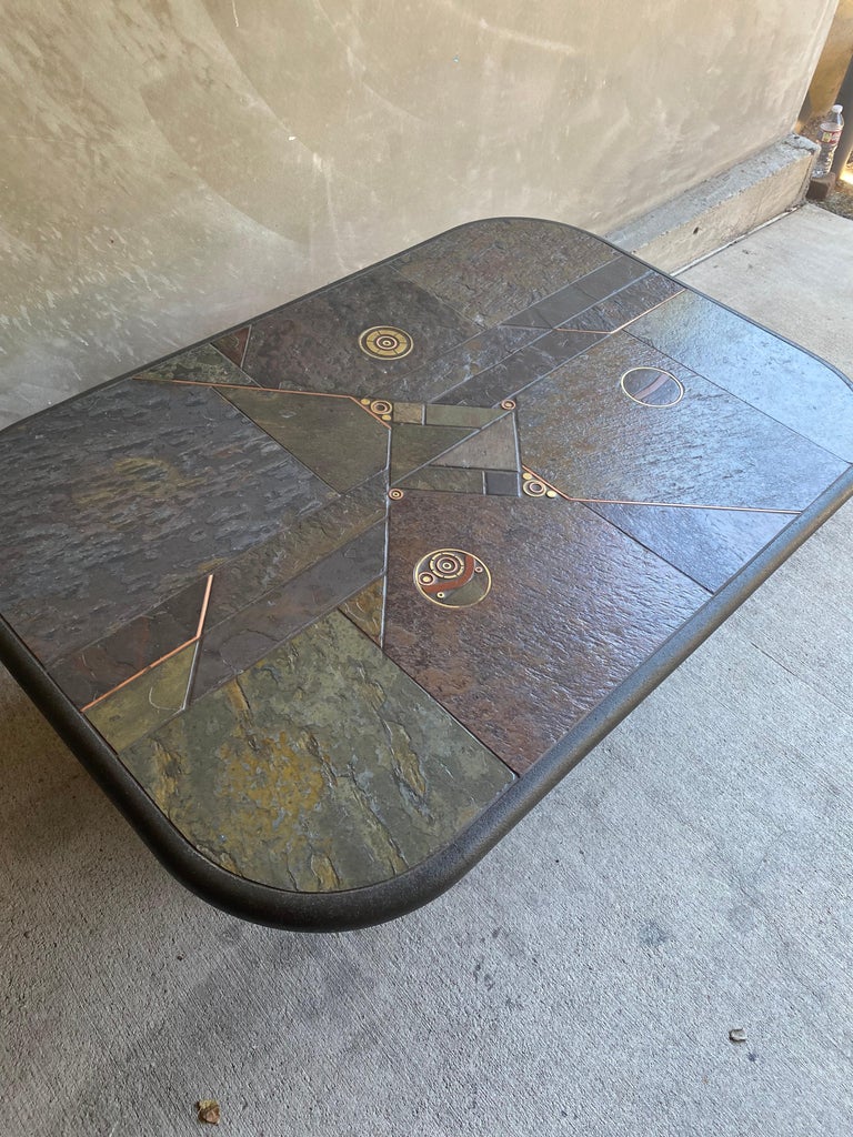 Brutalist Slate Tile Cocktail Table, Belgium, 1970's at 1stDibs