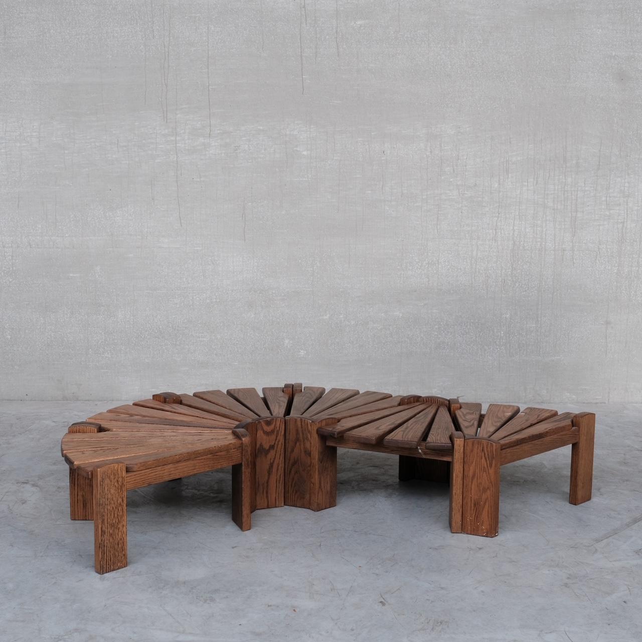 Brutalist Slatted Wooden Side Tables '7' at 1stDibs