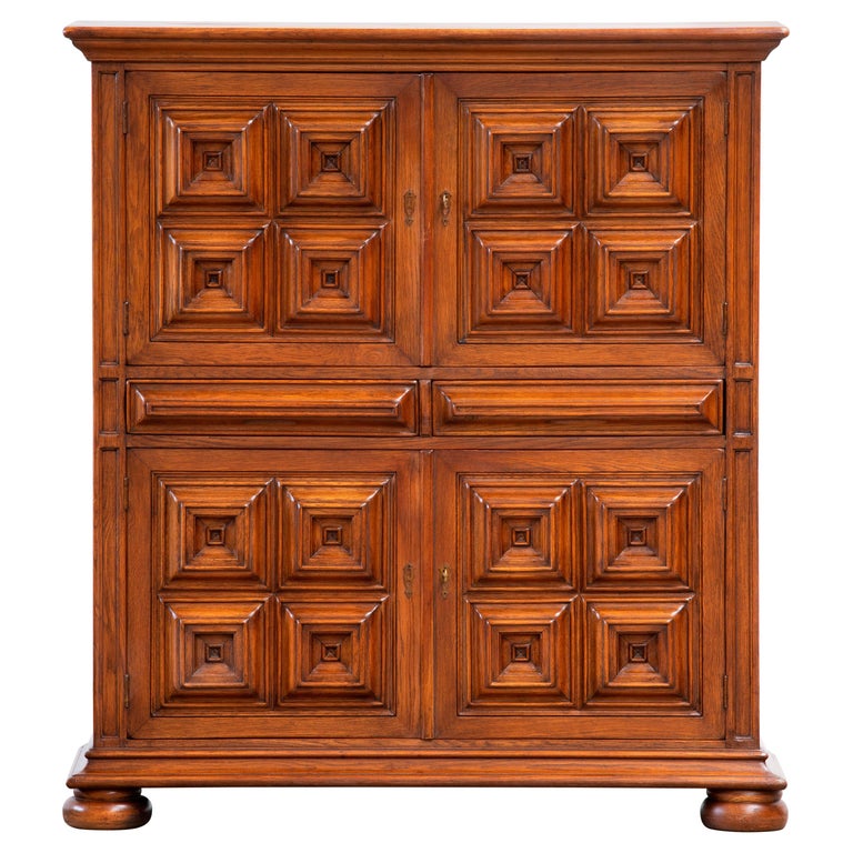 Brutalist Solid Oak Buffet, Spanish Colonial, 1940s at 1stDibs