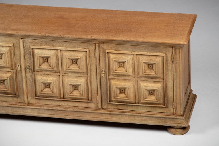 Brutalist Solid Oak Sideboard, Spanish Colonial, 1940s For Sale at 1stDibs