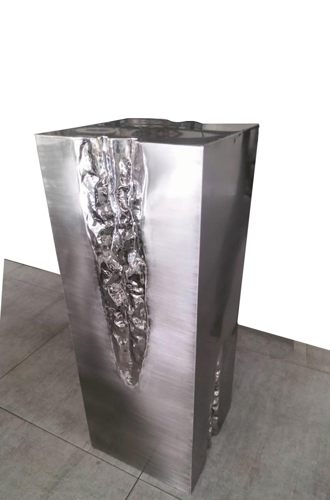Brutalist Solid Stainless Steel Plinth Display Pedestal For Sale at 1stDibs