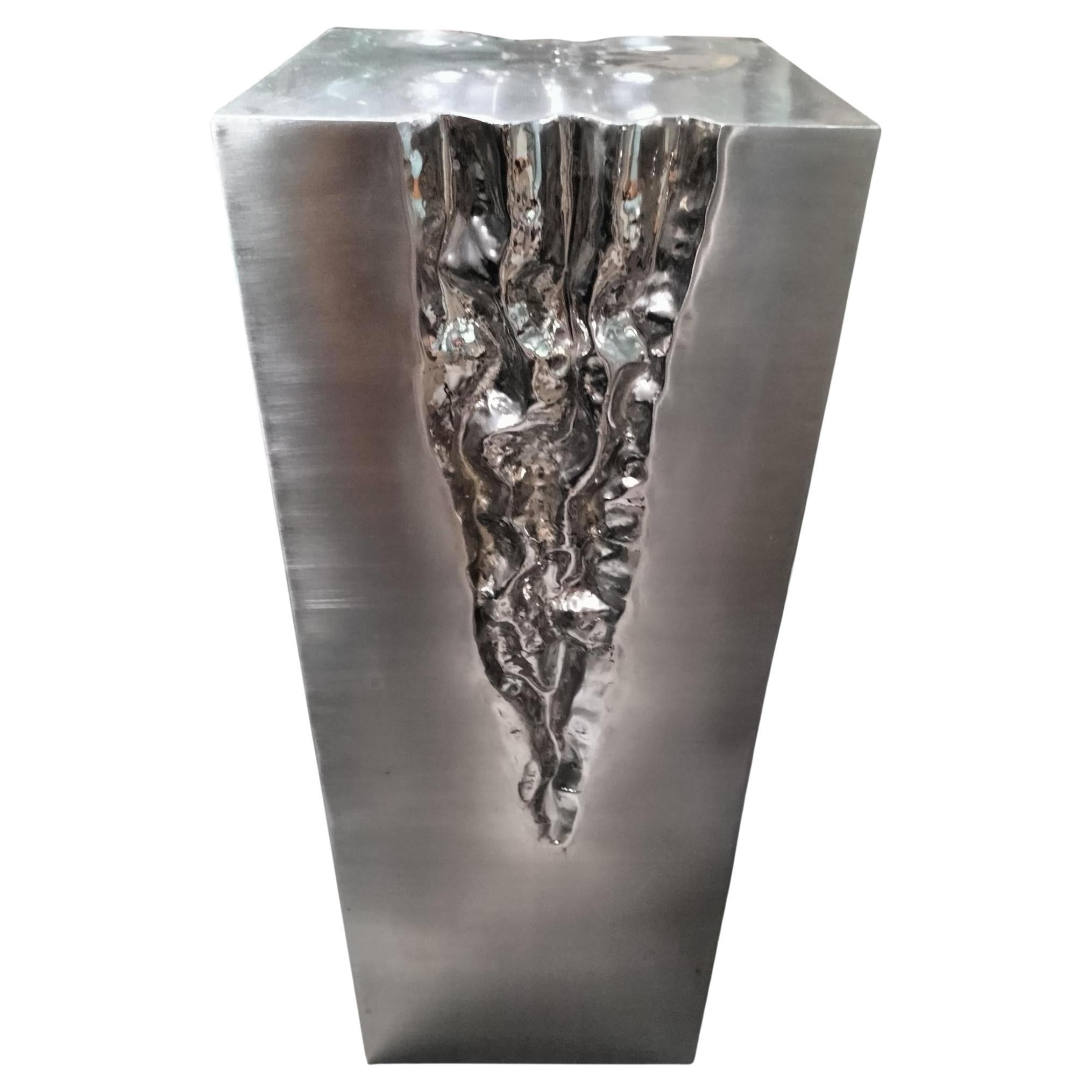 Brutalist Solid Stainless Steel Plinth Display Pedestal For Sale at 1stDibs