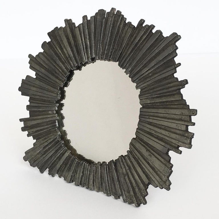 Brutalist Starburst Pewter Frame or Mirror at 1stDibs