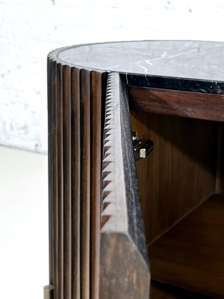 Brutalist Style and MCM Design Wooden and Marble Top Brass Oval Shaped ...